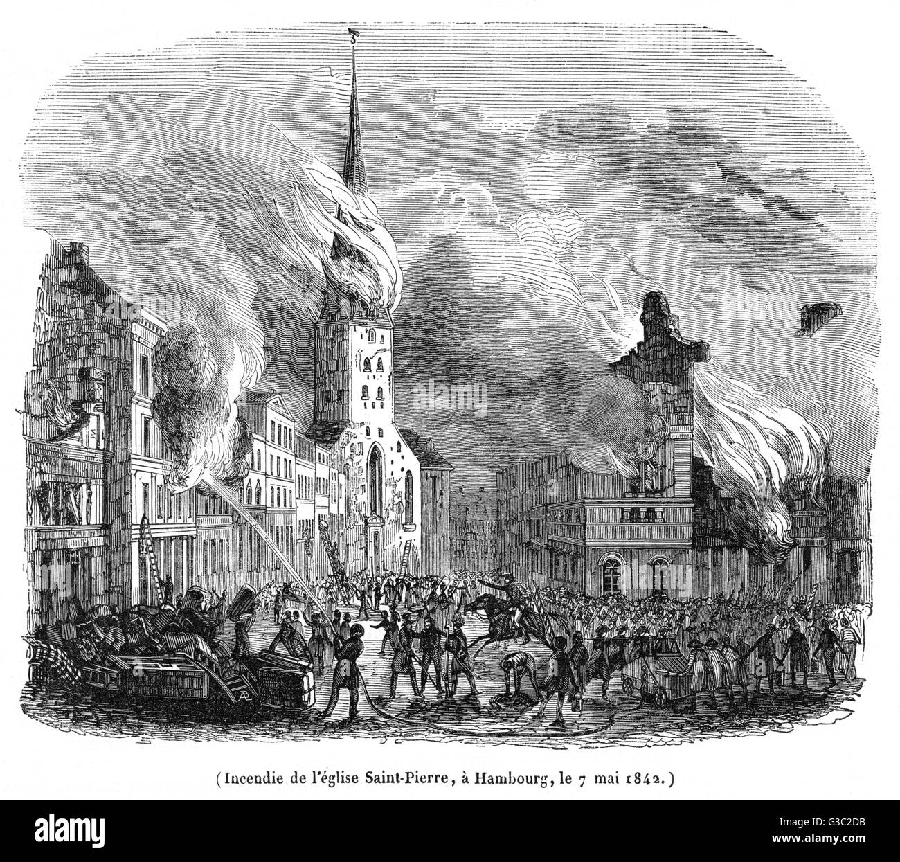 Hamburg fire 1842 Stock Photo - Alamy