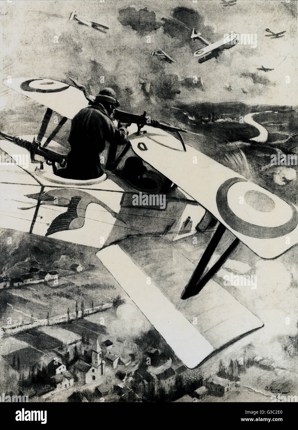 WW1 - British and German aircraft in action, 1917 Stock Photo - Alamy