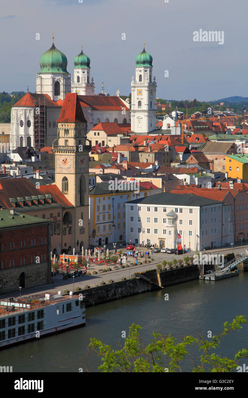 Germany, Bavaria, Passau, aerial view, skyline, Danube River Stock ...
