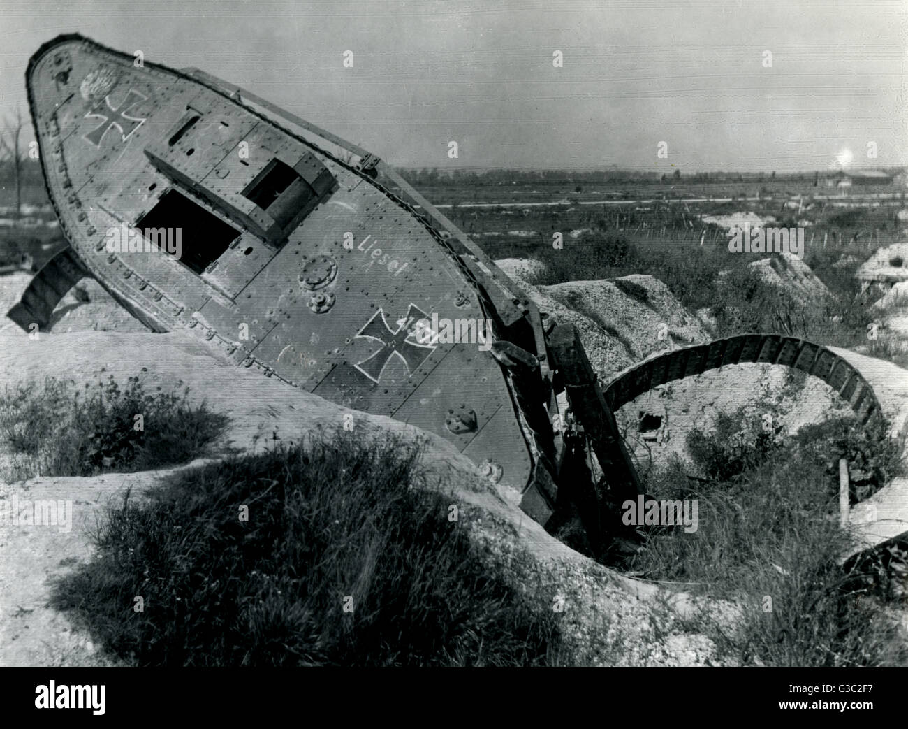 Post WW1 - Artillery tank in Prompelle Fort, 1920 Stock Photo - Alamy