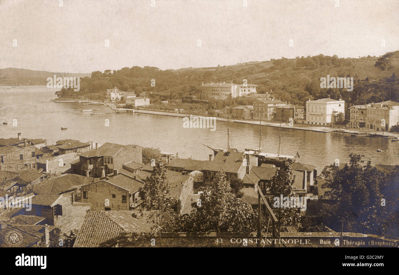 Istanbul, Turkey - Bay of Tarabya (Therapia) on the Bosphorus Date ...