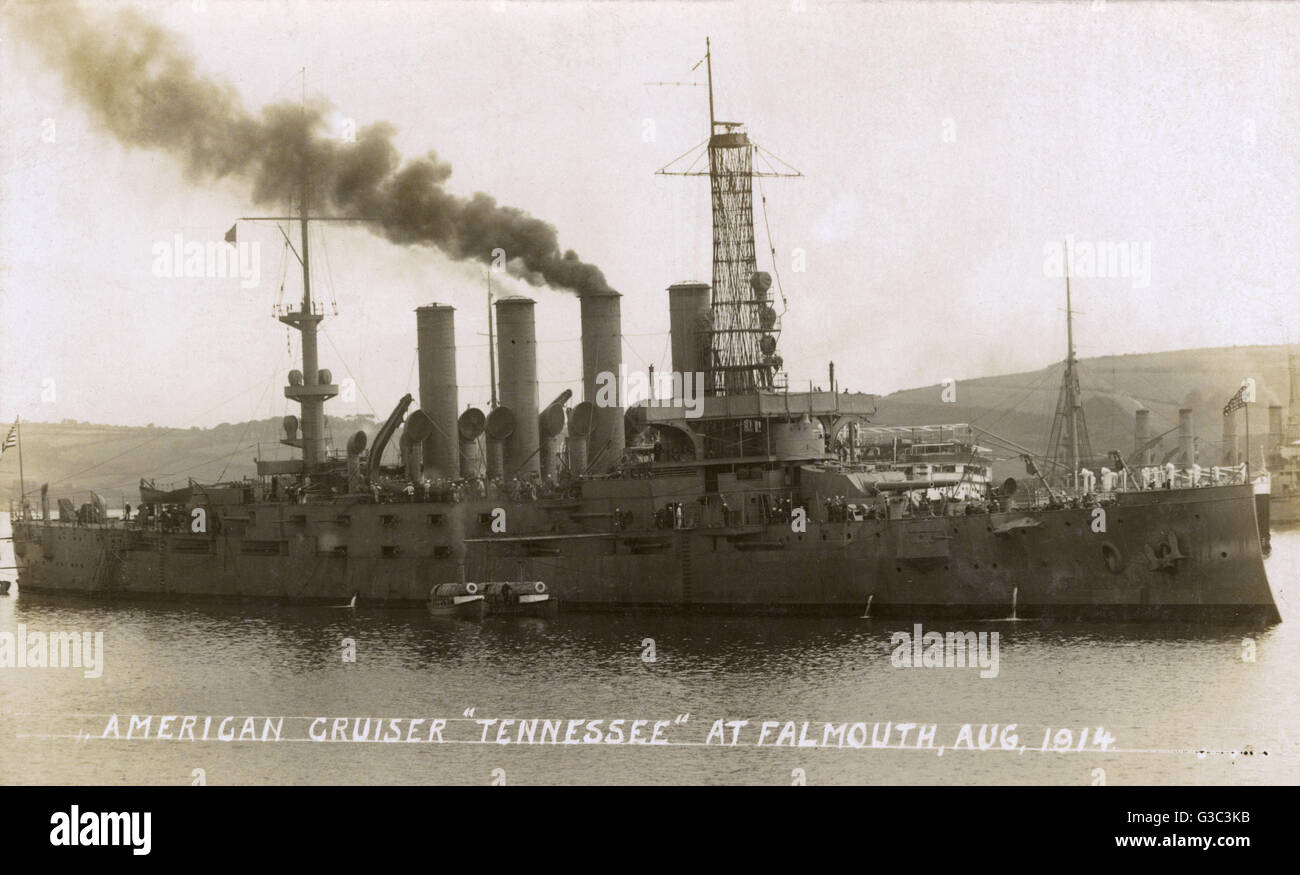 USS Tennessee, American cruiser, Falmouth, WW1 Stock Photo - Alamy