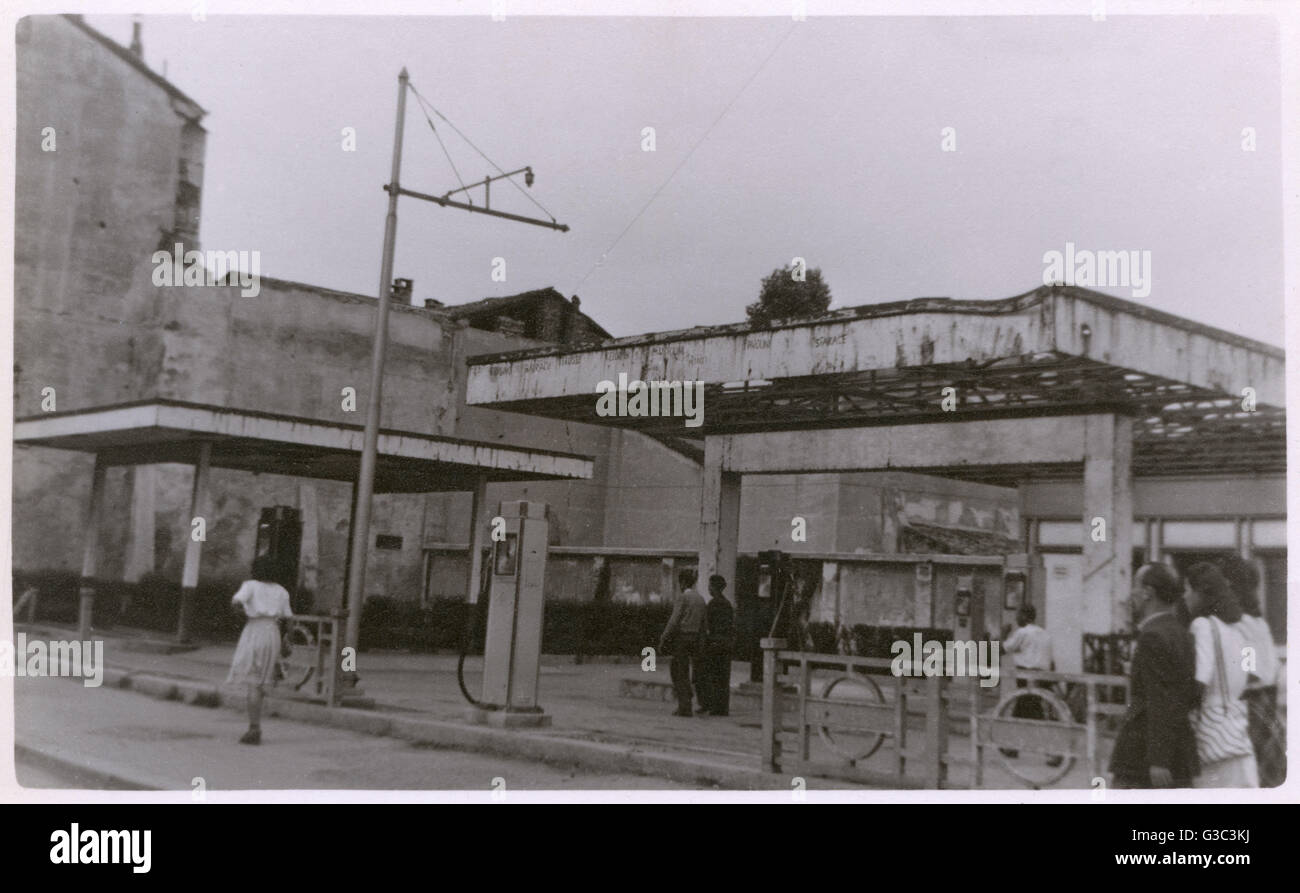 Petrol station, Piazzale Loreto, Milan, Italy. It was here that the ...