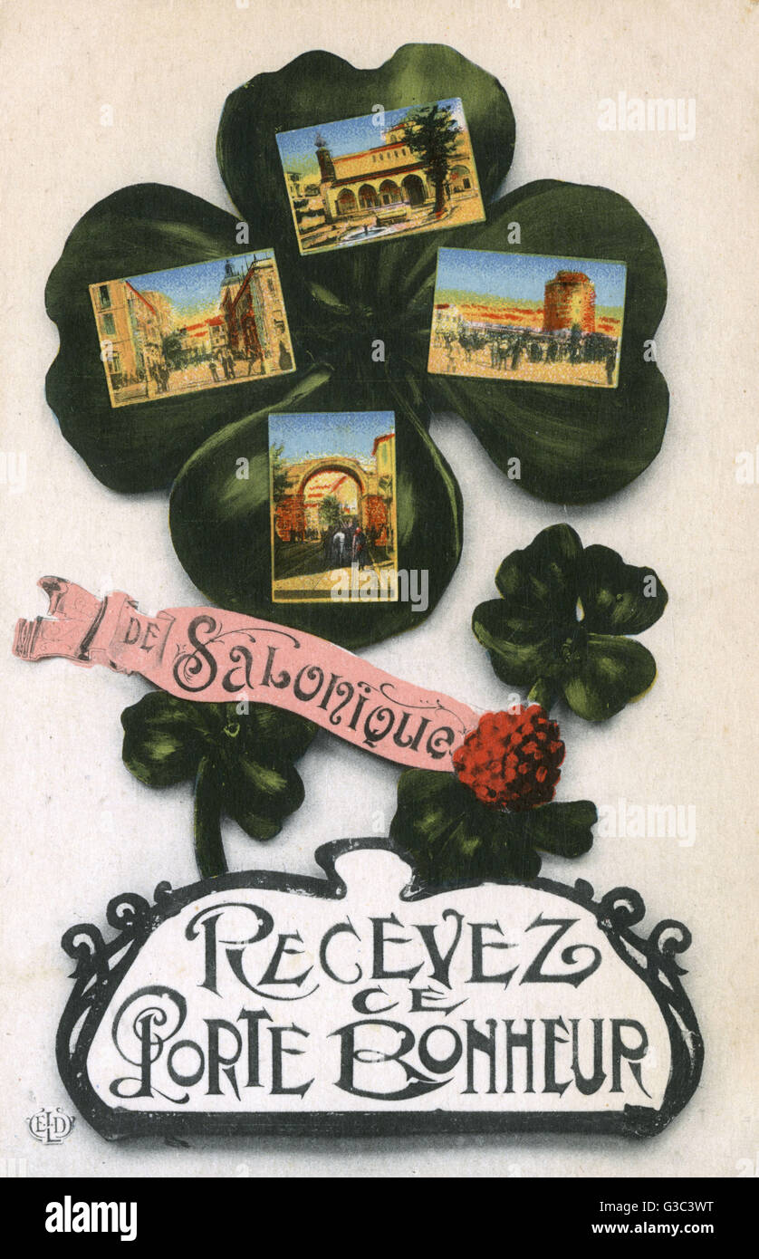 Thessaloniki, Greece - Various sights - Good Luck postcard Stock Photo ...