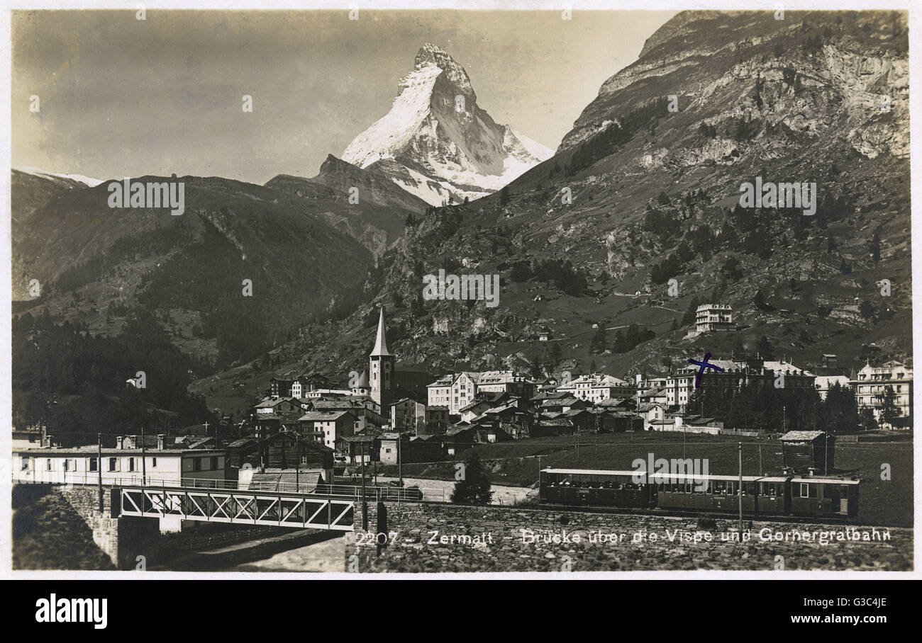 Zermatt, Switzerland and the Matterhorn - Bridge over Vispe Stock Photo ...