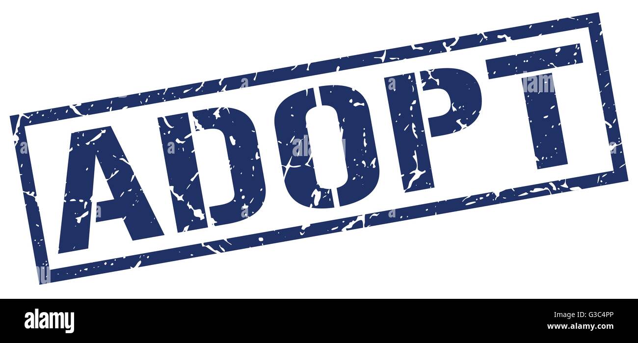 adopt blue grunge square vintage rubber stamp Stock Vector Image & Art ...