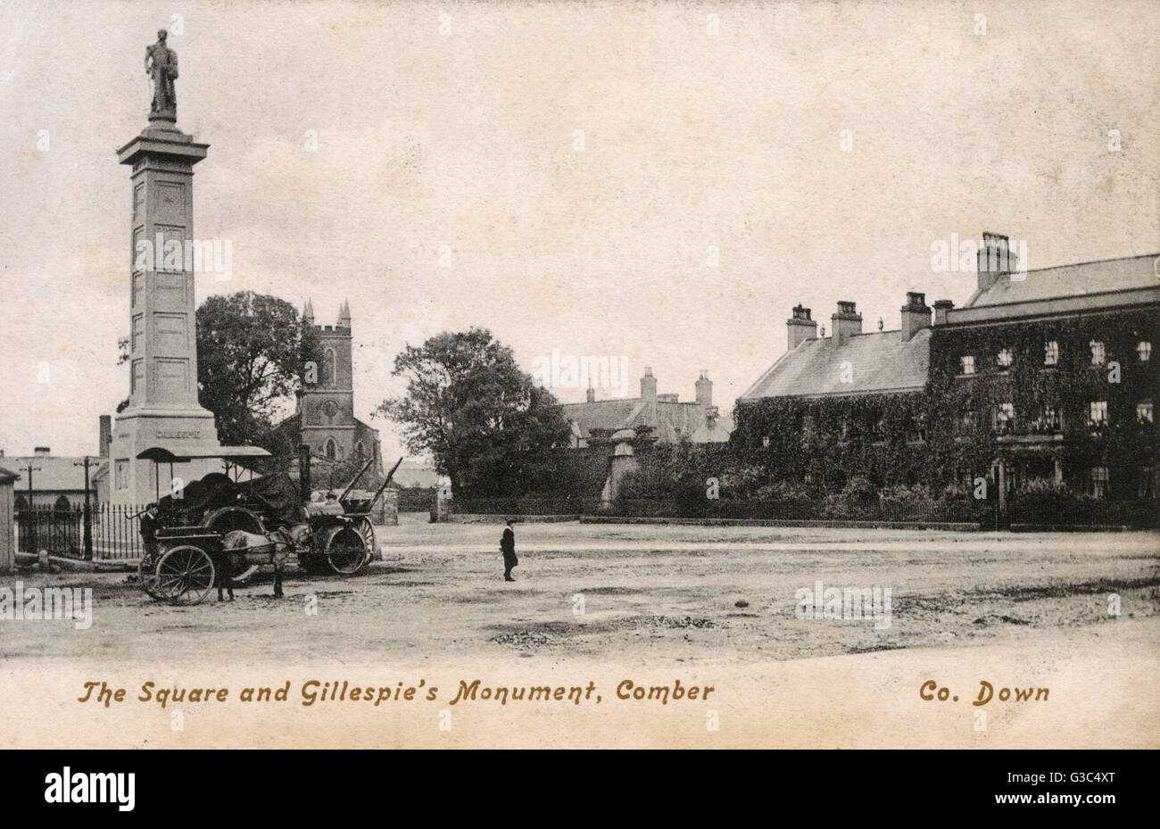 The Square and Gillespie's Monument, Comber, Co Down Stock Photo - Alamy