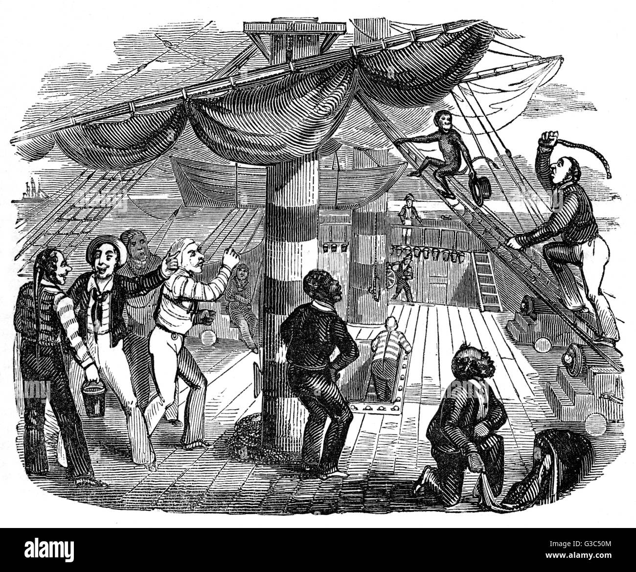 Illustration, Monkey on board ship Stock Photo - Alamy