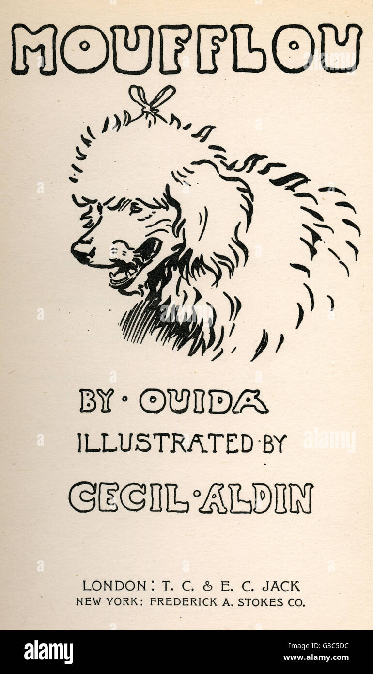 Title page design by Cecil Aldin, Moufflou, by Ouida Stock Photo - Alamy