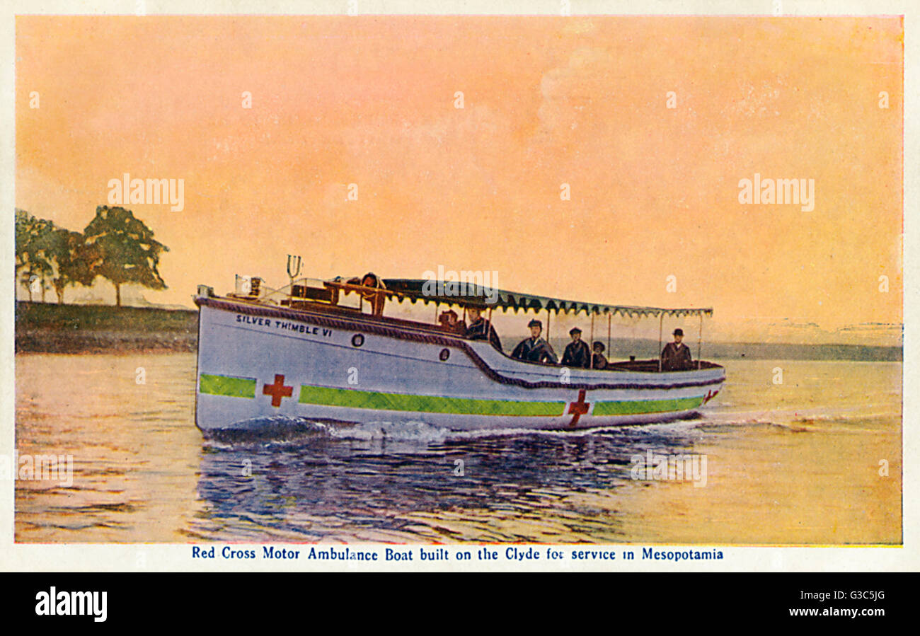 Red Cross ambulance motor boat, WW1 Stock Photo - Alamy