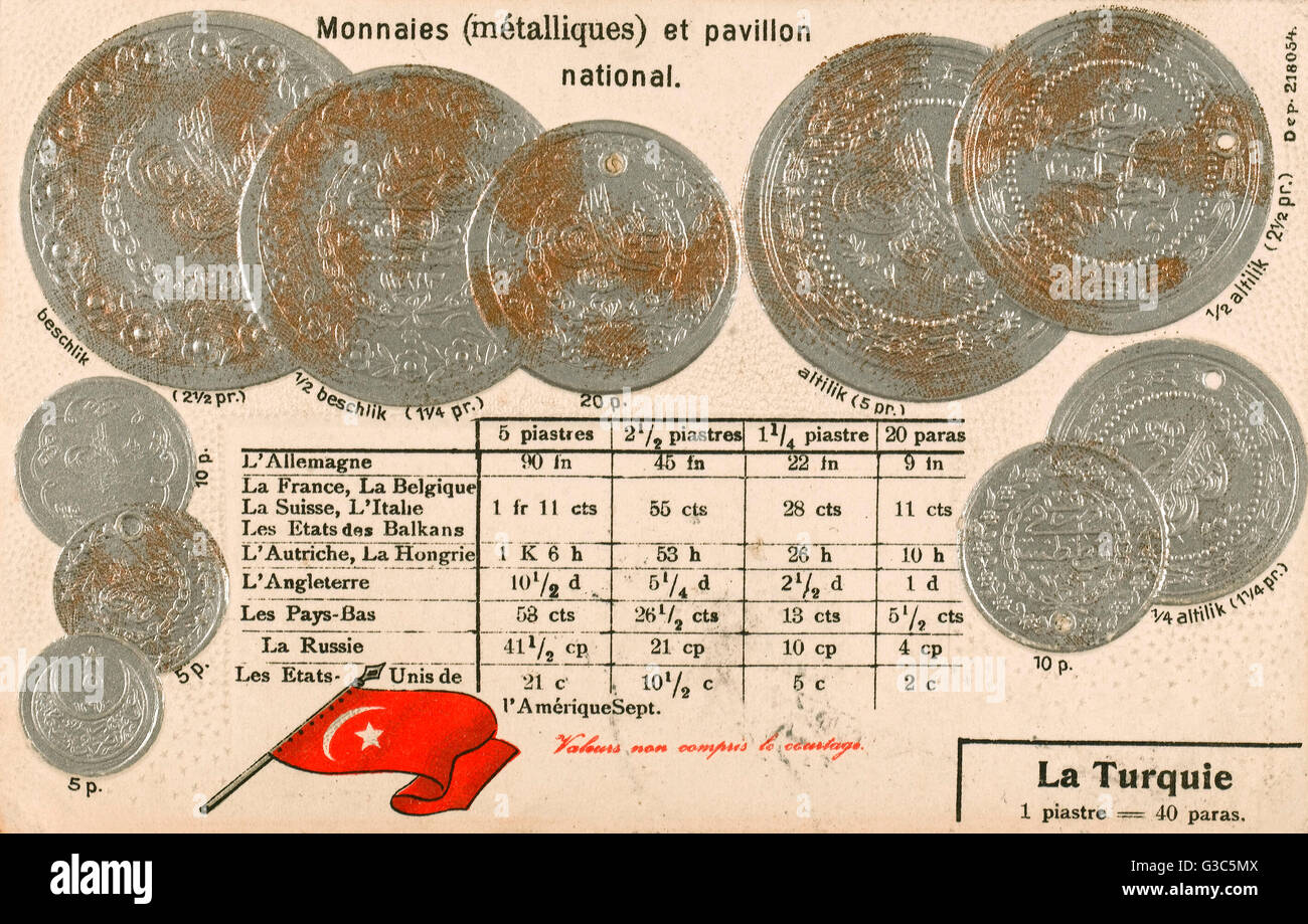 Turkish Coin Card, illustrating various small denominations Stock Photo ...