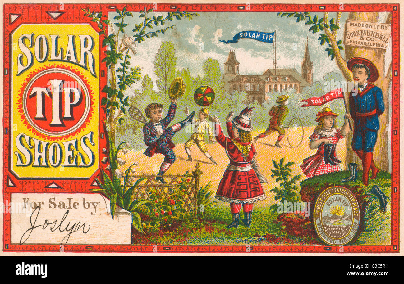 Advertisement, Solar Tip Shoes Stock Photo - Alamy