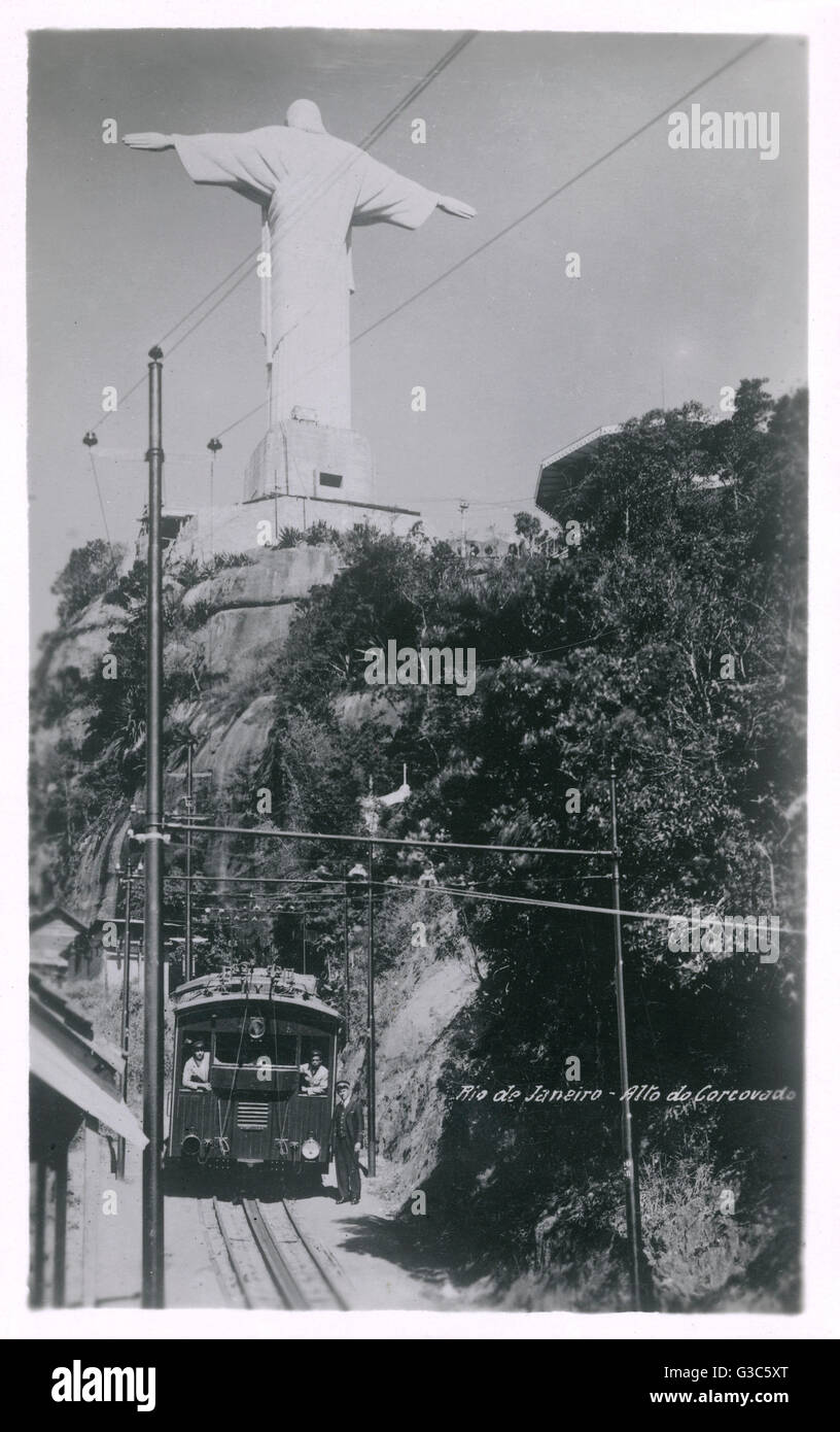 Statue and train, Corcovado, Rio de Janeiro, Brazil Stock Photo - Alamy