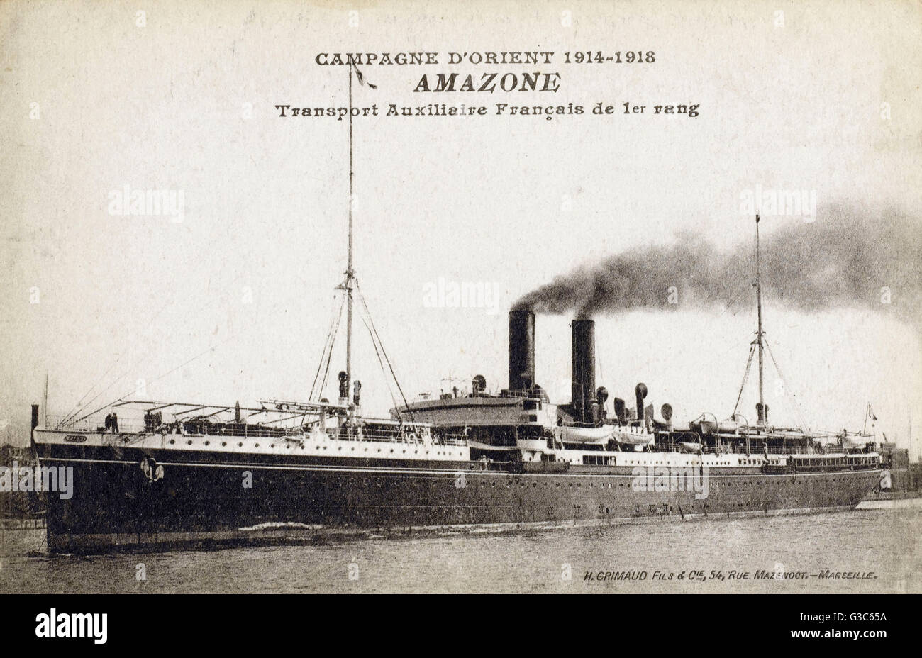 WW1 - Turkish Front - French Auxilliary Transport vessel 'Amazone ...