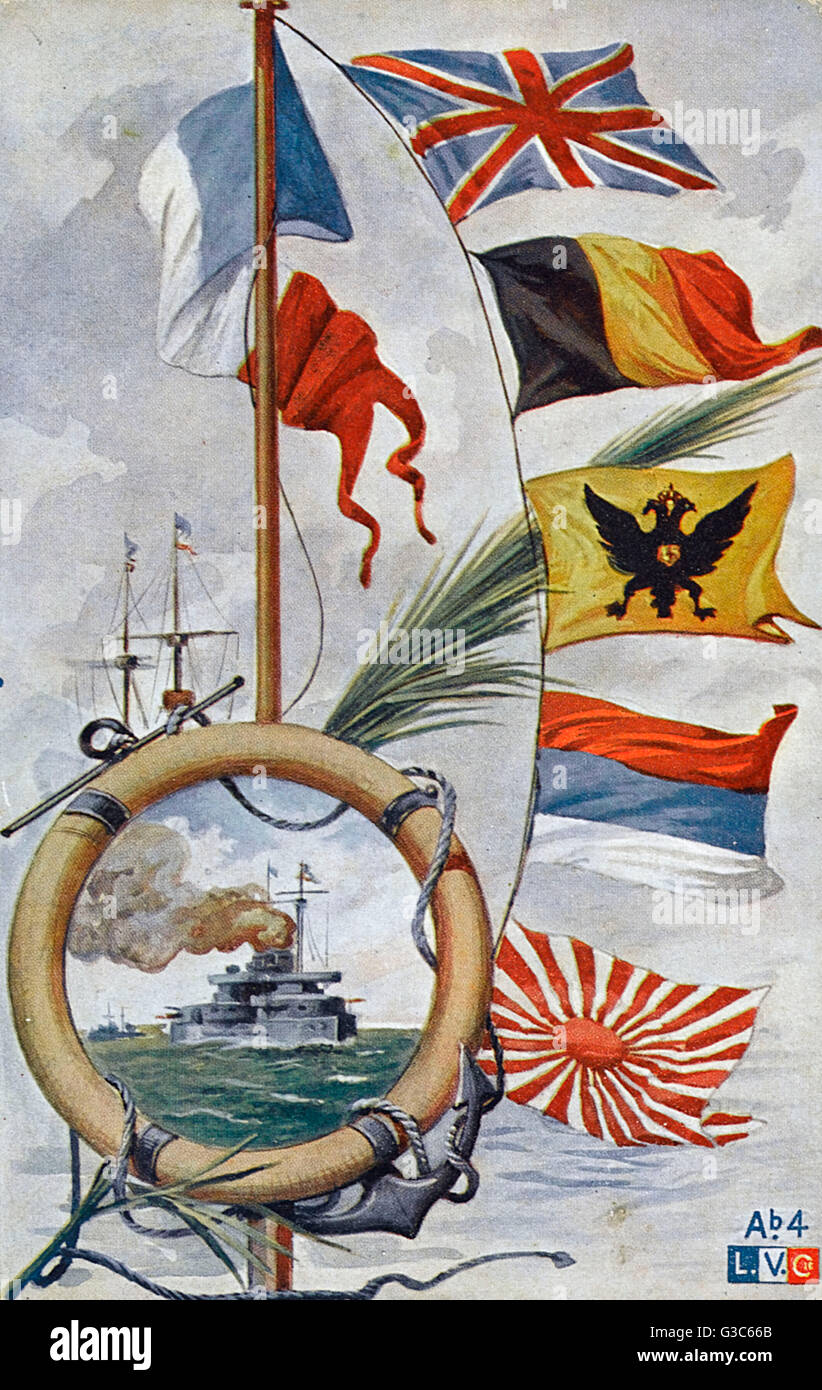 WW1 - Flags of the Allies - French postcard Stock Photo - Alamy