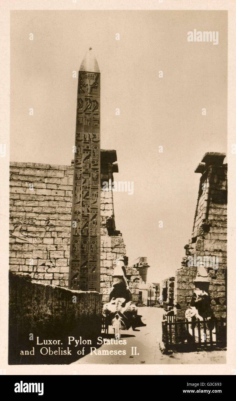 Luxor Temple Complex - Pylon statues - Obelisk of Rameses II Stock ...