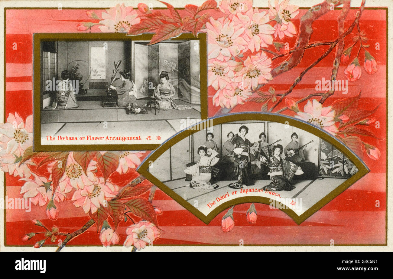 Japan - Flower Arranging and Japanese Dancing - decorative Stock Photo ...