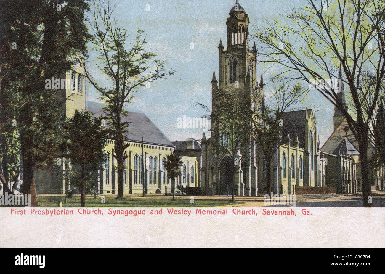 Two churches and a synagogue, Savannah, Georgia, USA Stock Photo - Alamy