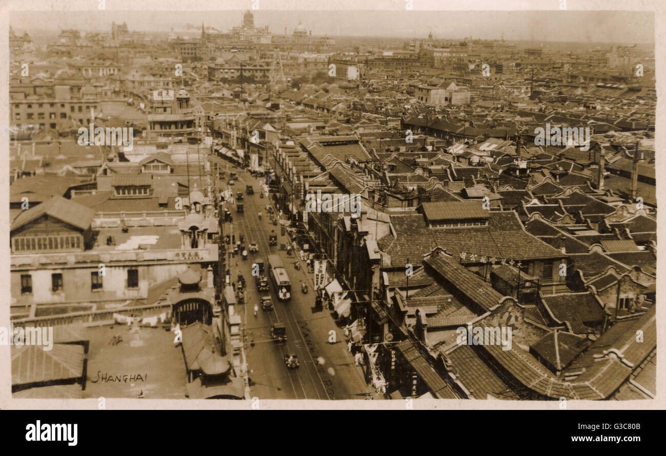 Shanghai, China - Bird's Eye View Date: circa 1950s Stock Photo - Alamy