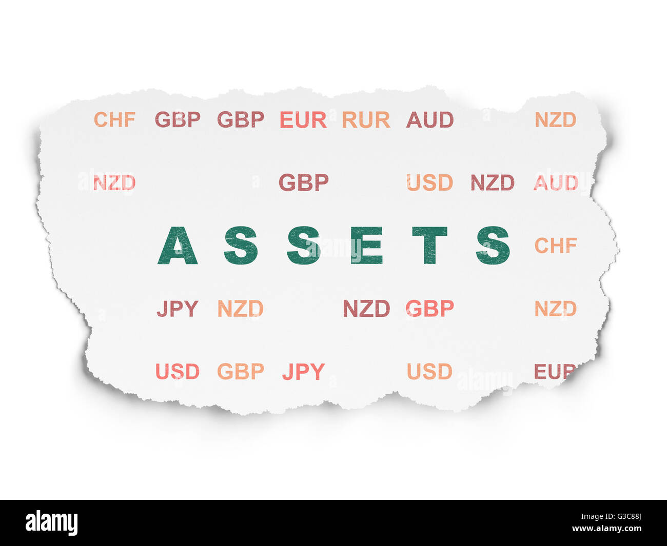 Currency concept: Assets on Torn Paper background Stock Photo - Alamy