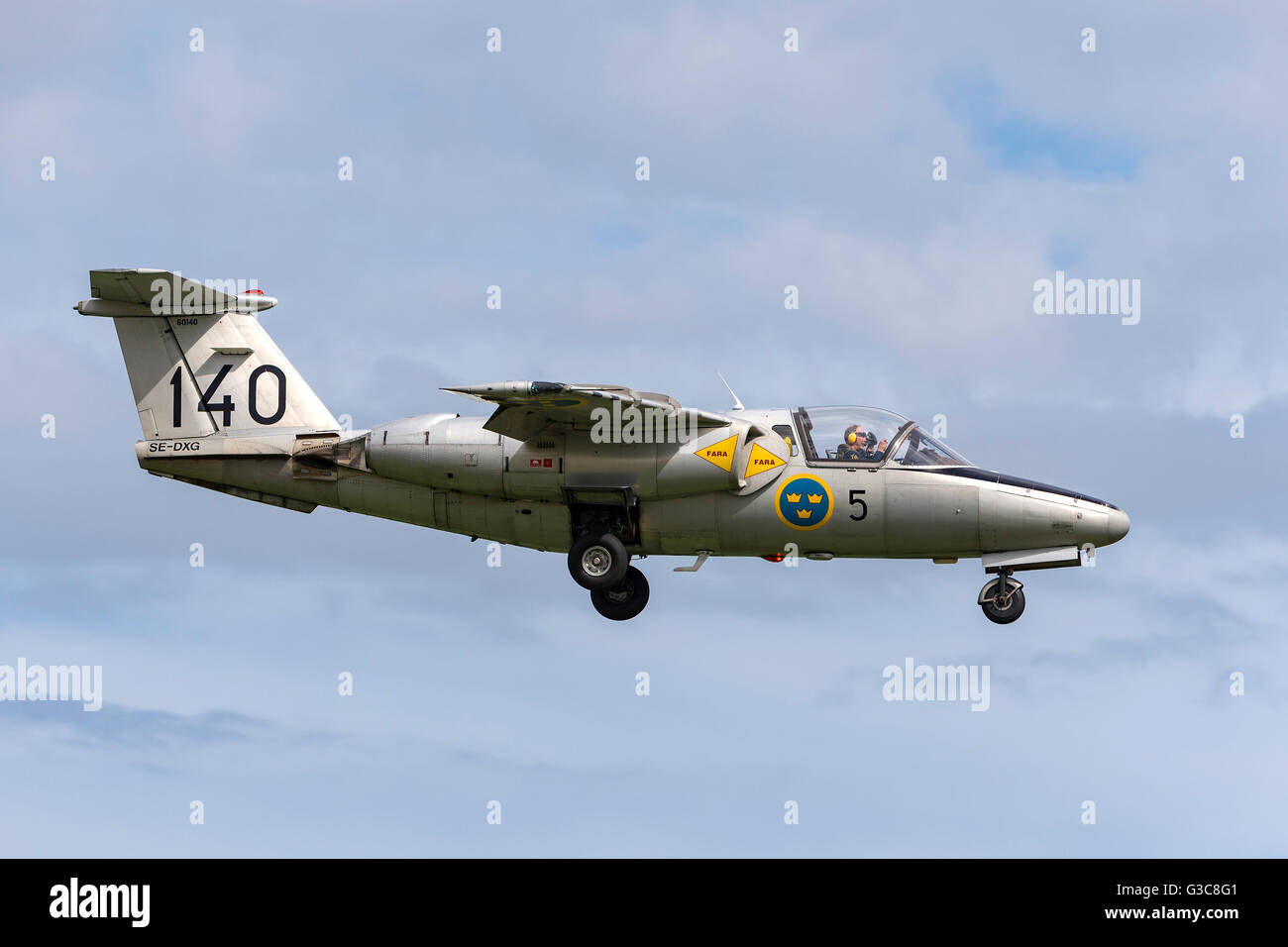 Saab 105 SE-DXG from the Swedish Air Force Historic Flight Stock Photo ...