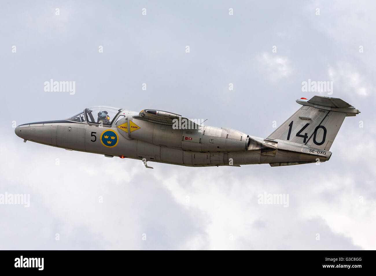 Saab 105 SE-DXG from the Swedish Air Force Historic Flight Stock Photo ...