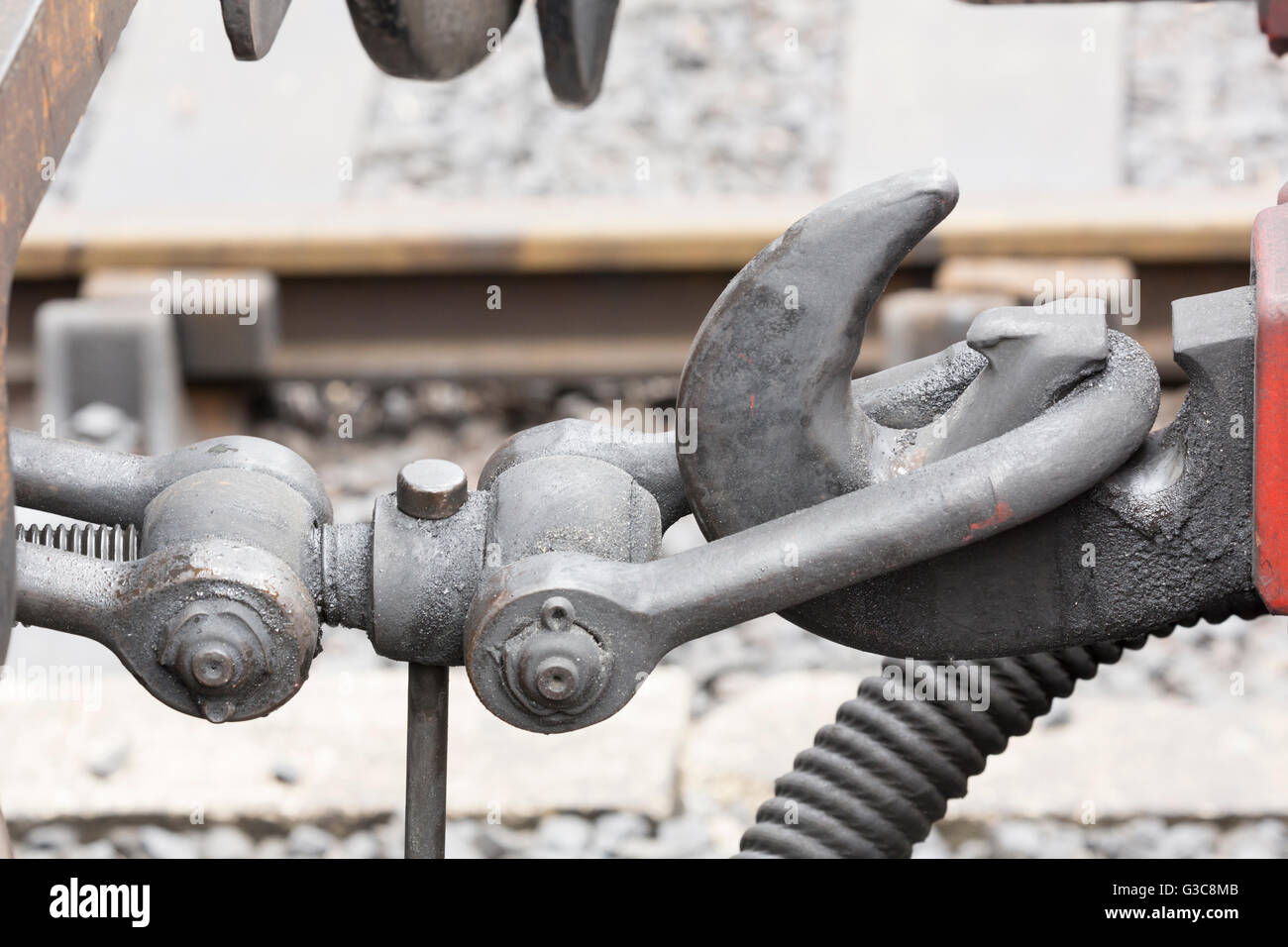 North Yorkshire Moors Railway Steam locomotive connection Stock Photo ...