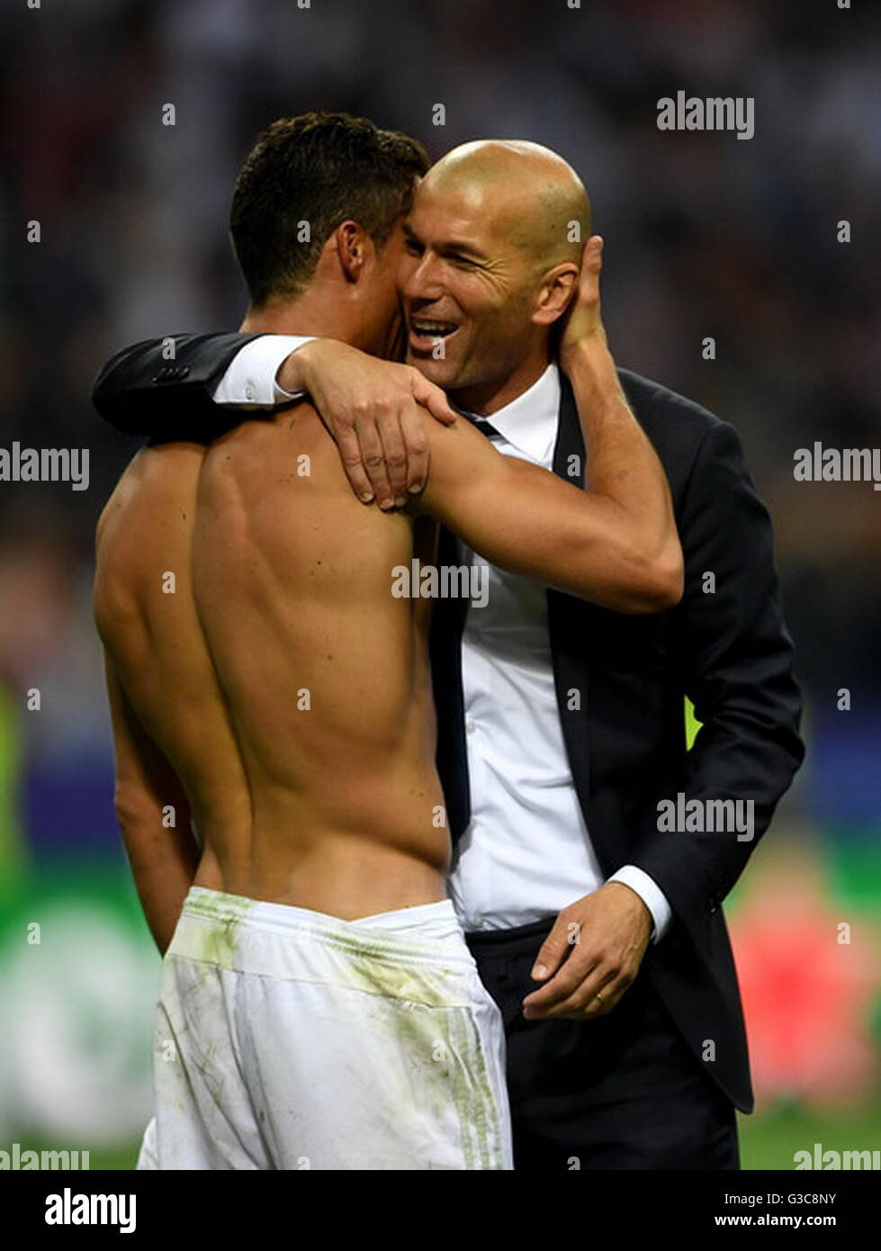 Milan, Italy, 28 May 2016: Zinedine Zidane in action during the final ...