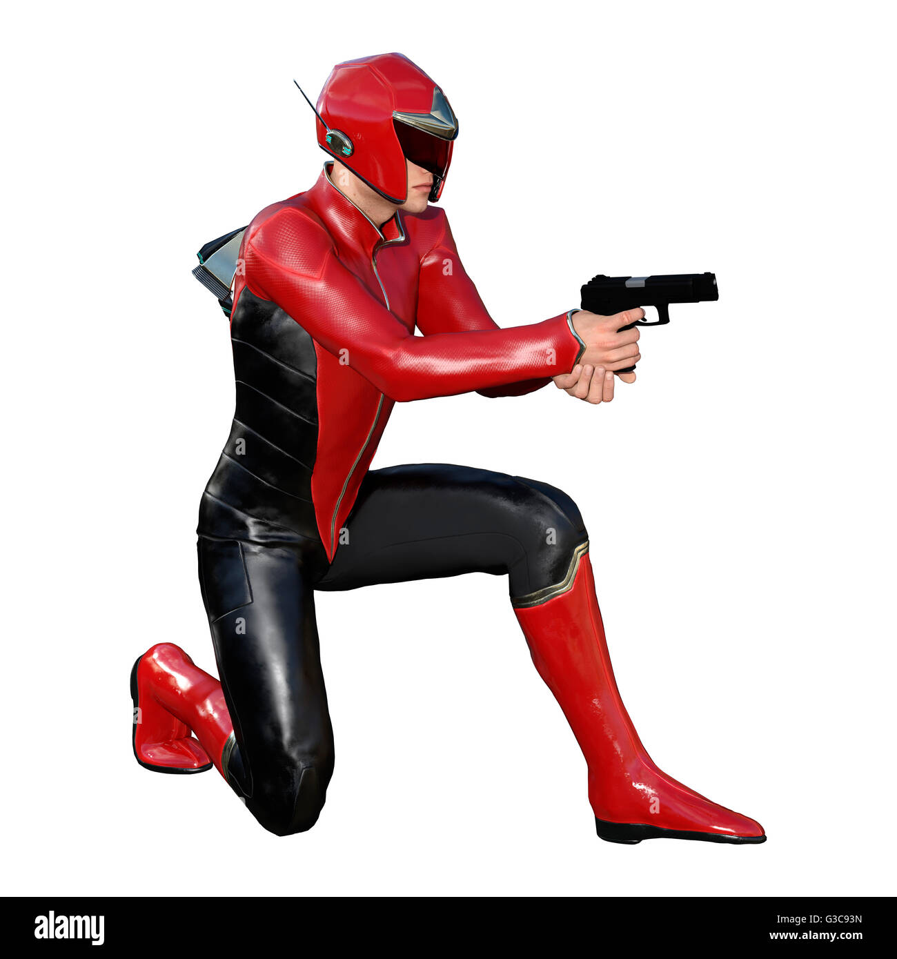 3D rendering of a male hero isolated on white background Stock Photo ...