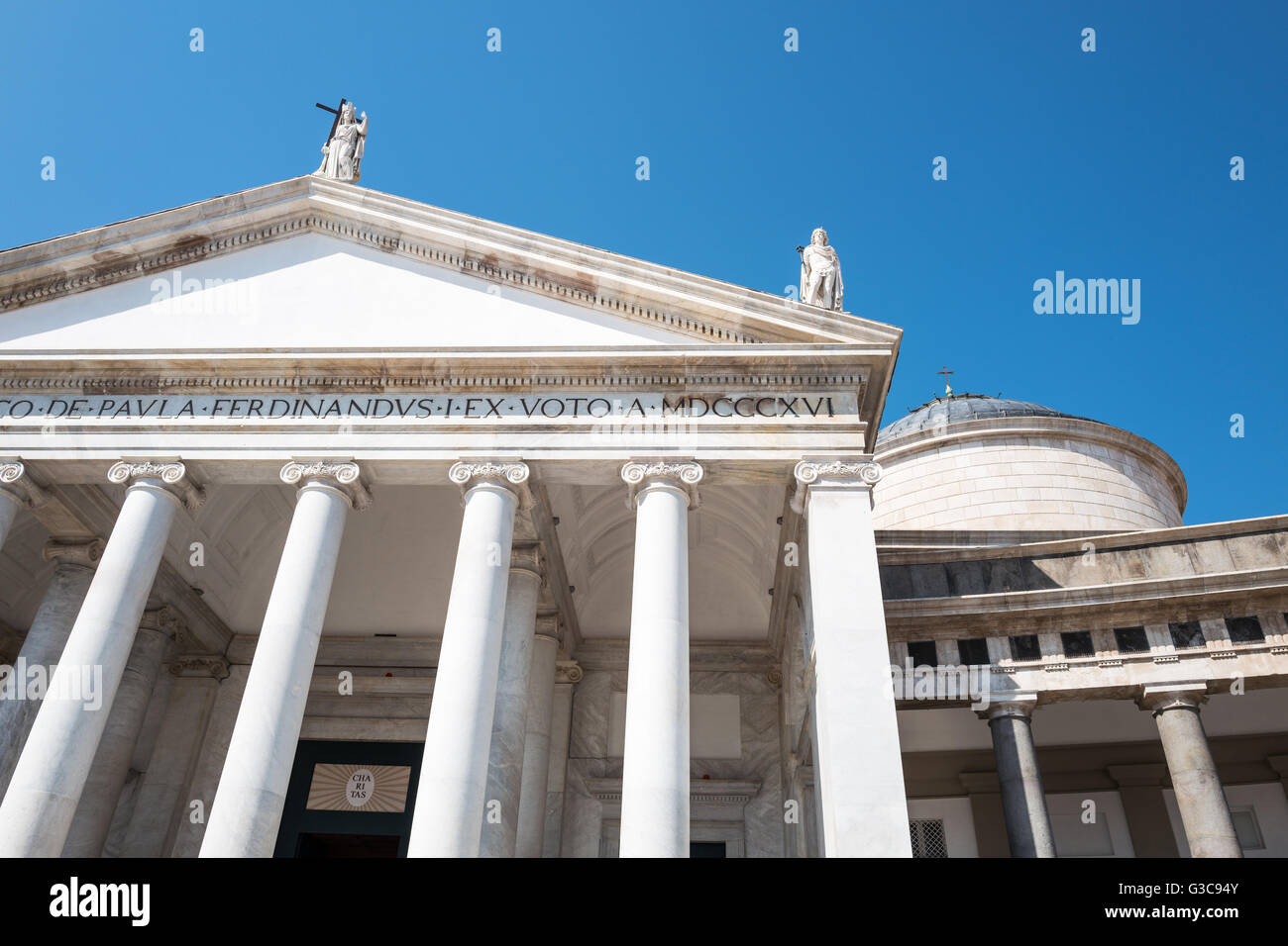Italy, Naples, Plebiscito square, the atrio columns of the St Francesco ...