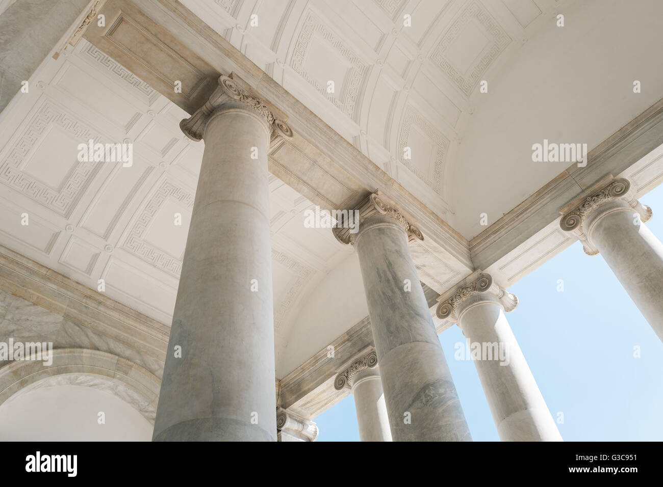 Italy, Naples, Plebiscito square, the atrio columns of the St Francesco ...