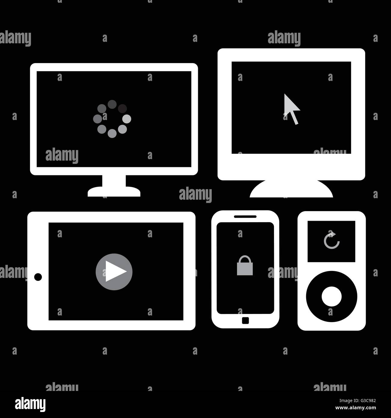 Modern digital devices in black background Stock Vector Image & Art - Alamy