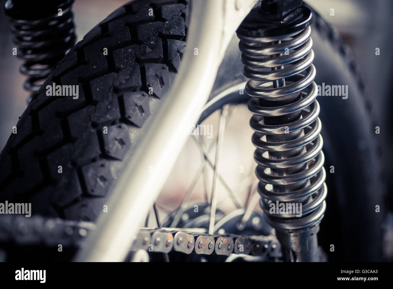 Color shot of a motorcycle shock absorber Stock Photo - Alamy