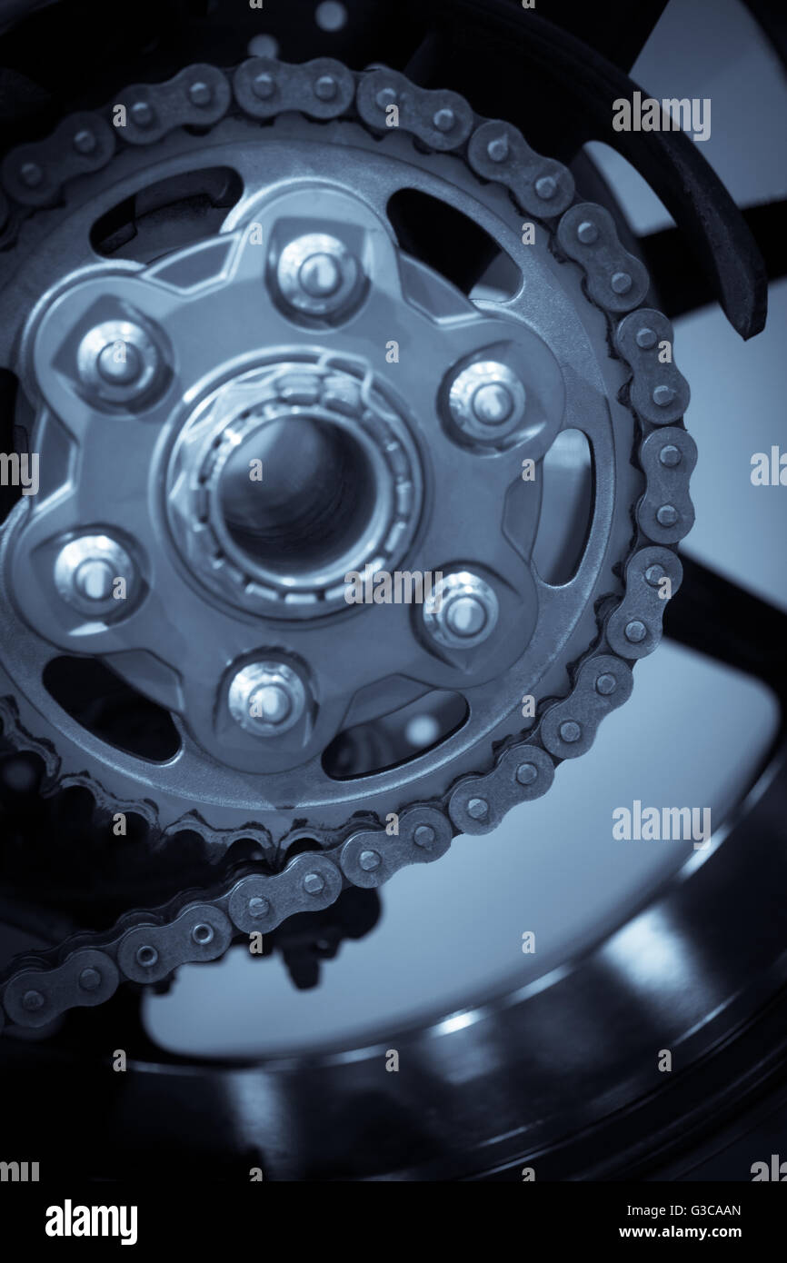 Color image of some motorcycle chains and sprockets Stock Photo - Alamy