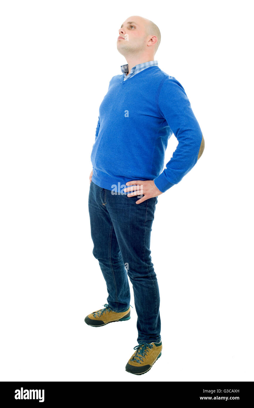 young casual man waiting full body in a white background Stock Photo ...