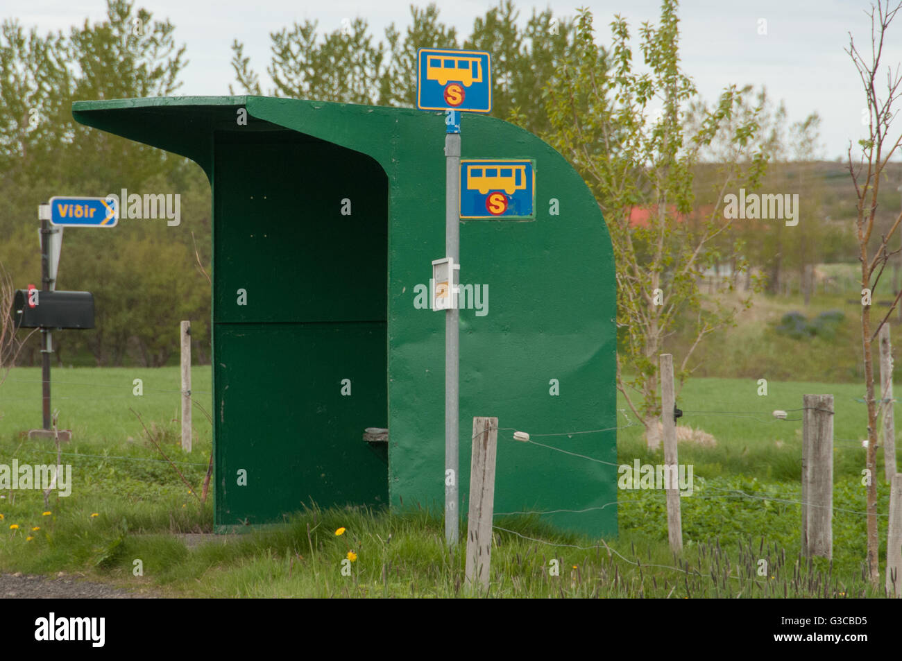Bus stop Iceland Stock Photo - Alamy