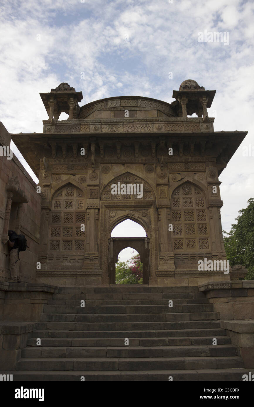 Carved East gate. Jami Masjid or Mosque. Champaner Pavagadh ...