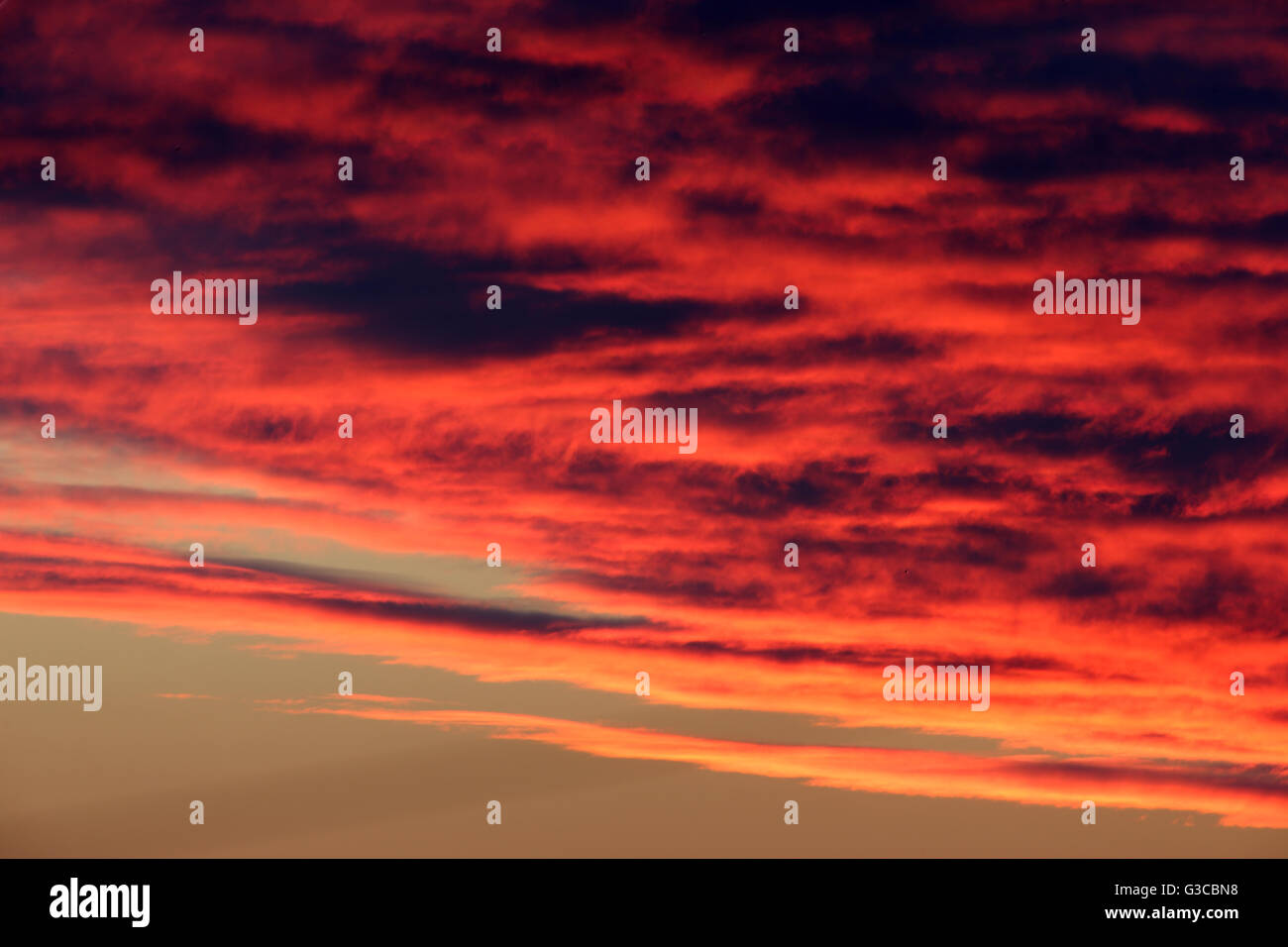 Red dawn clouds, Cornwall, England, UK Stock Photo - Alamy
