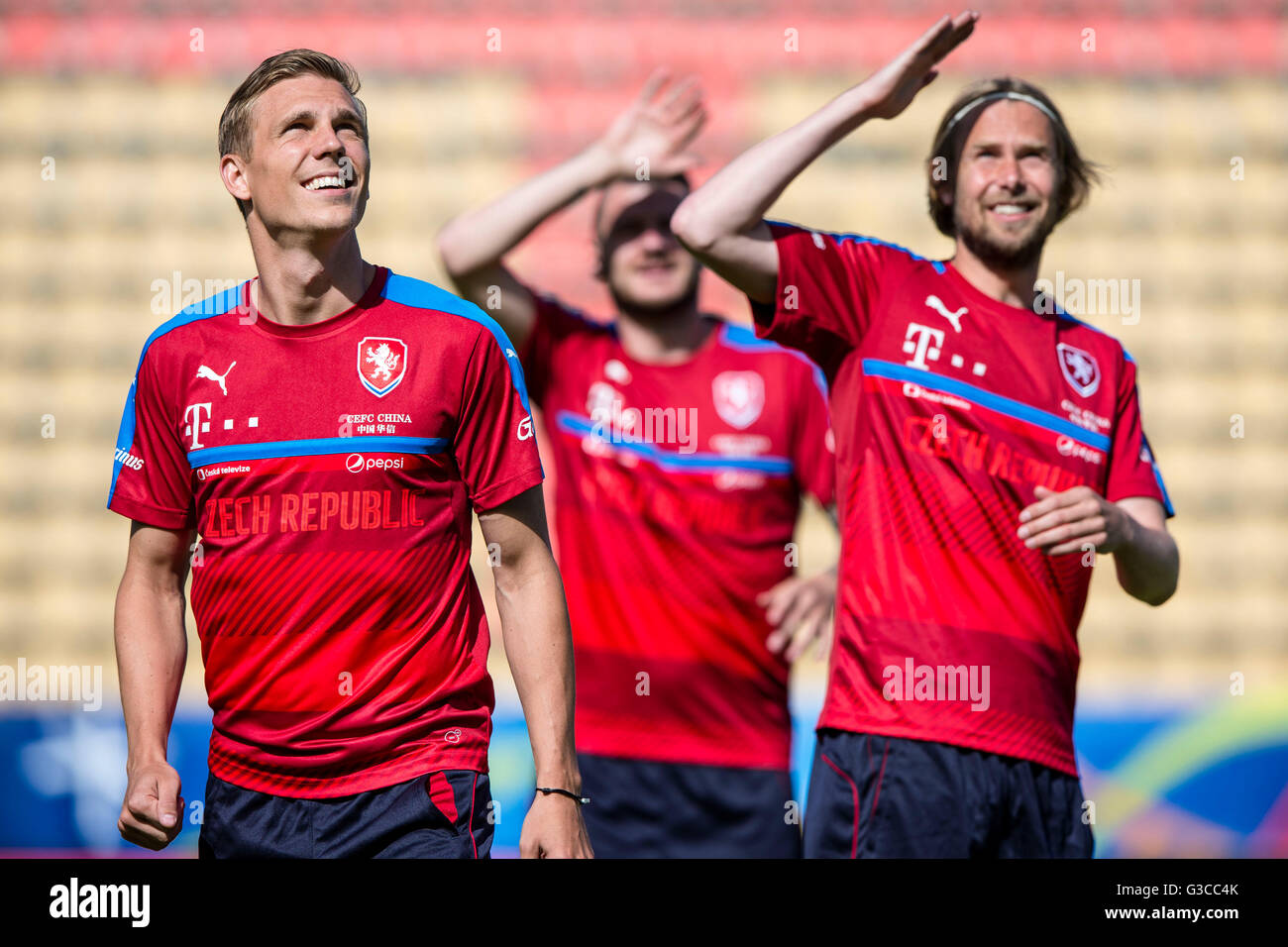 Borek Dockal, from left, Daniel Pudil and Jaroslav Plasil attend the ...