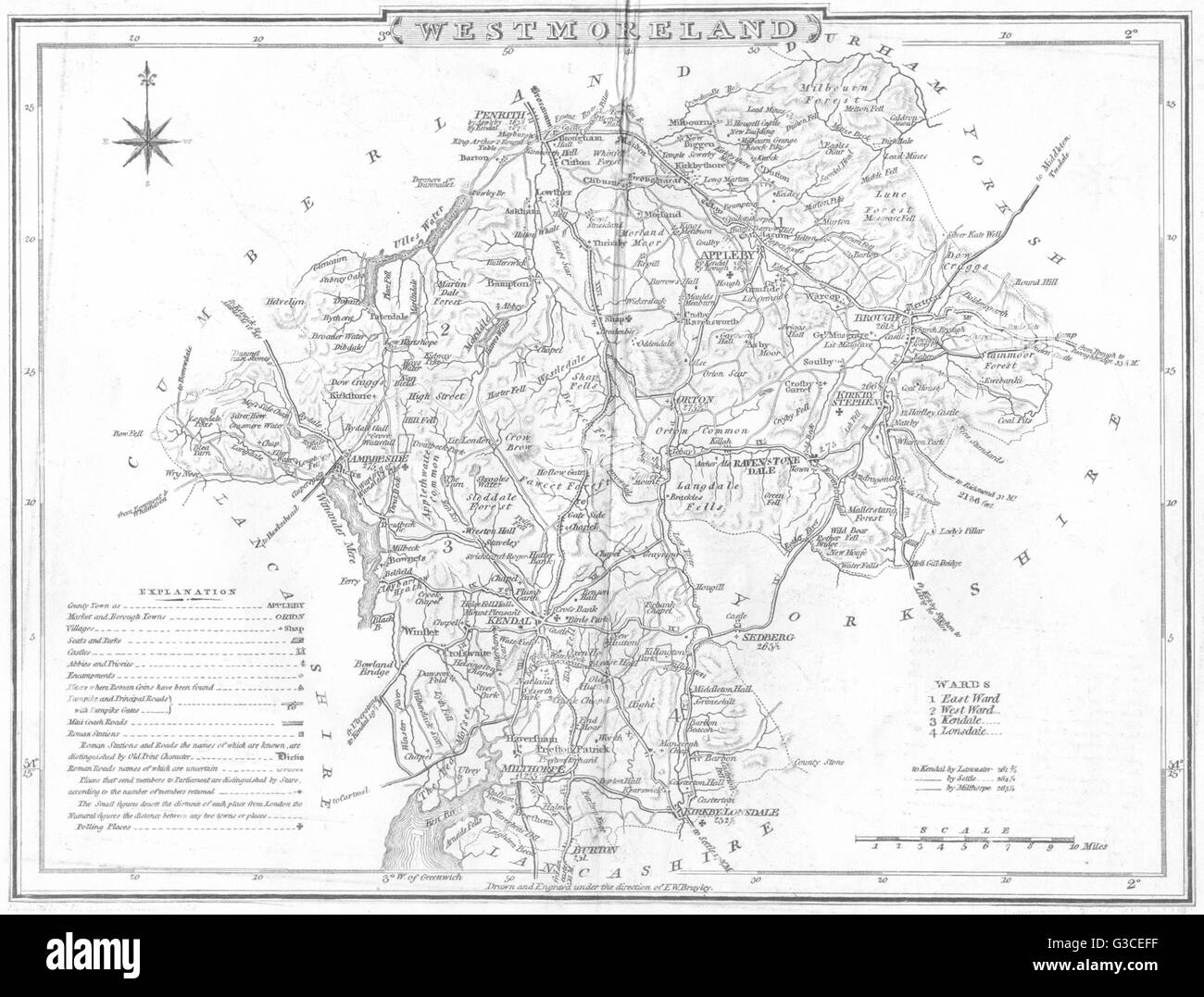 Westmorland england map hi-res stock photography and images - Alamy
