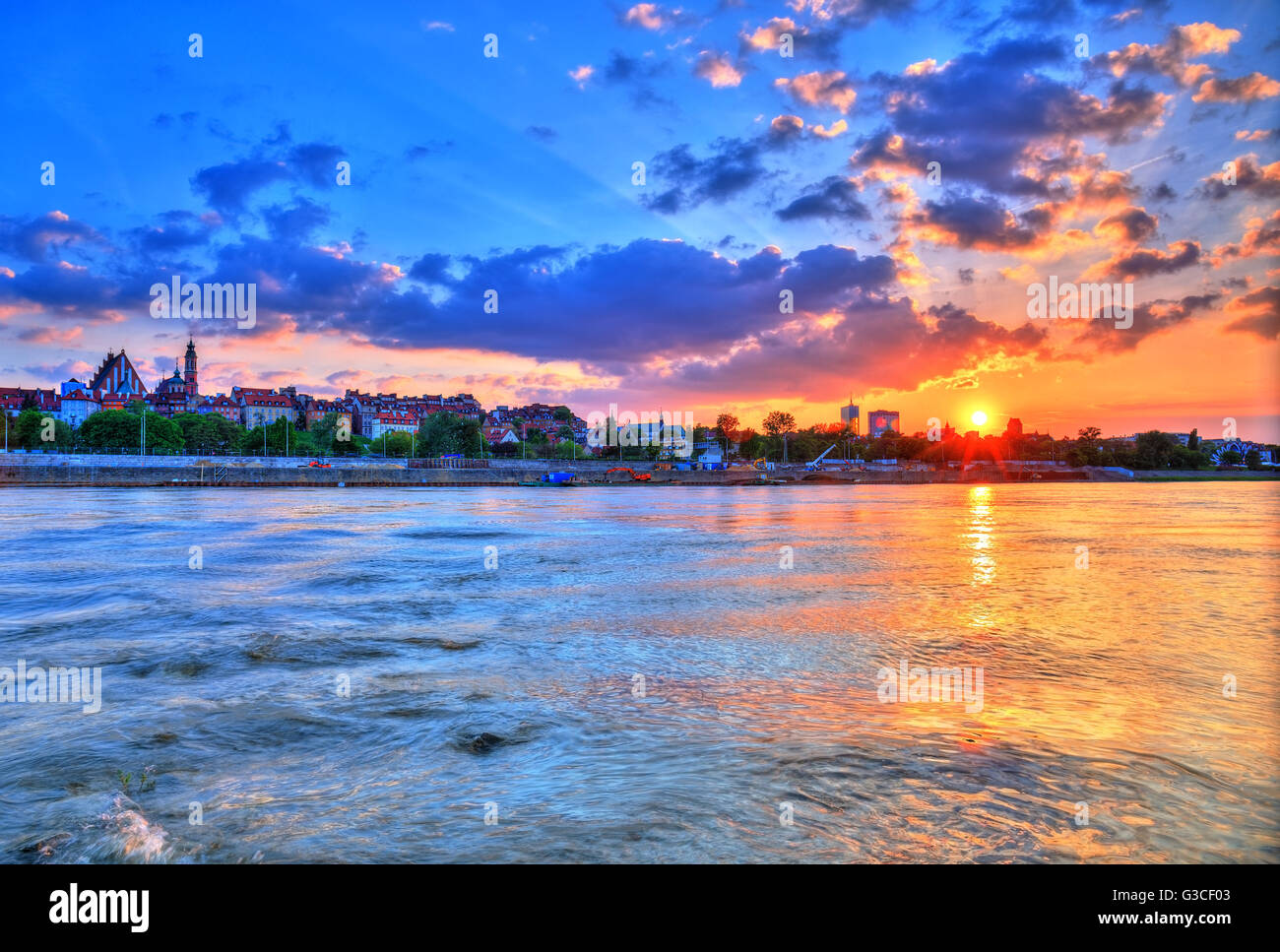 Beautiful sunset over Warsaw.HDR-high dynamic range Stock Photo - Alamy
