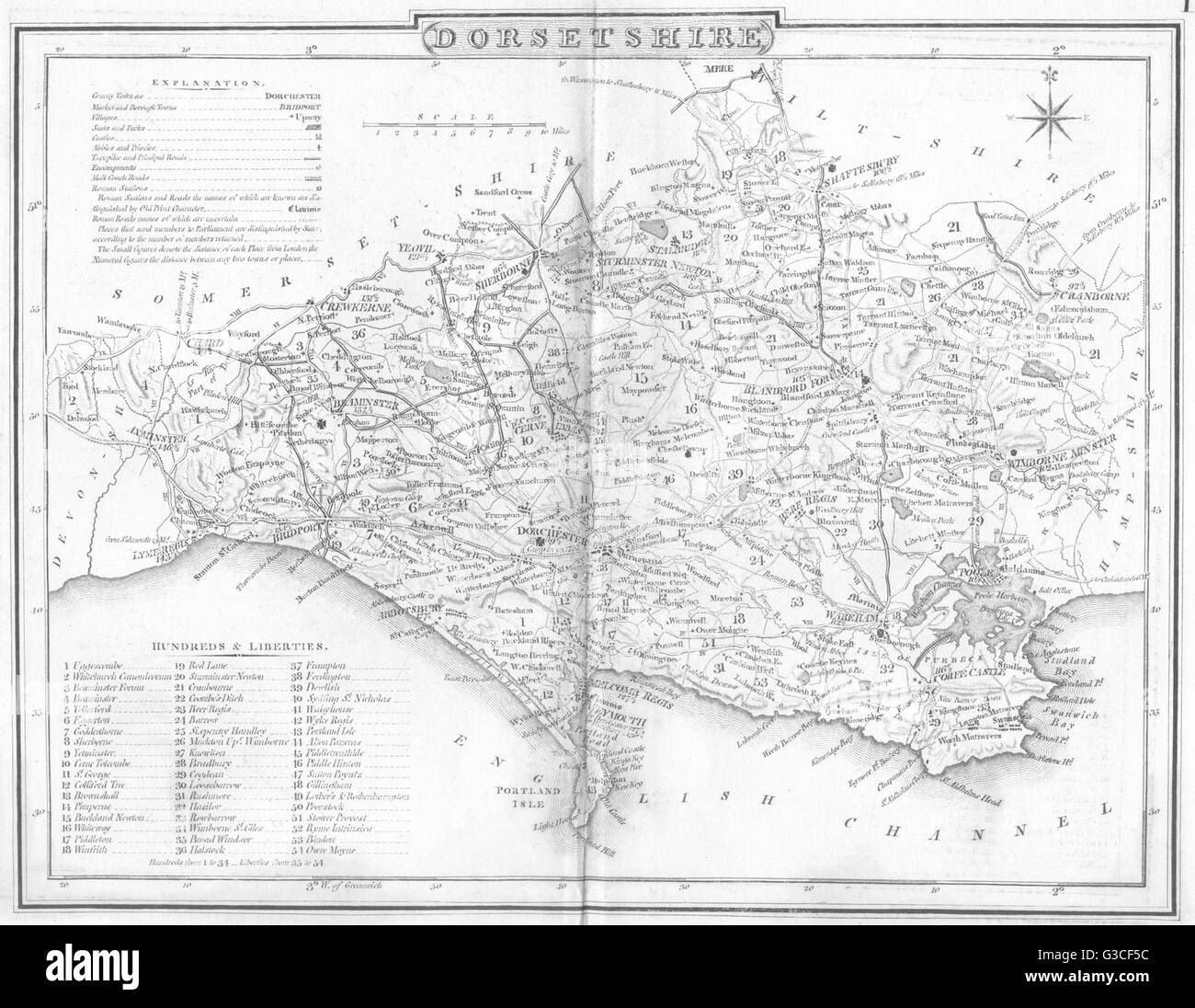 Map of dorset Black and White Stock Photos & Images - Alamy