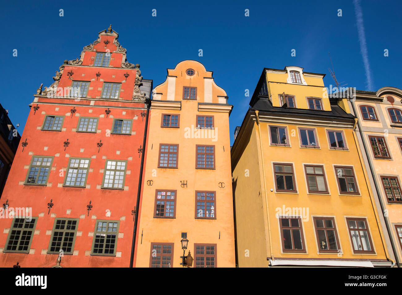 Colorful buildings in Stockholm's historic Gamla Stan district Stock ...