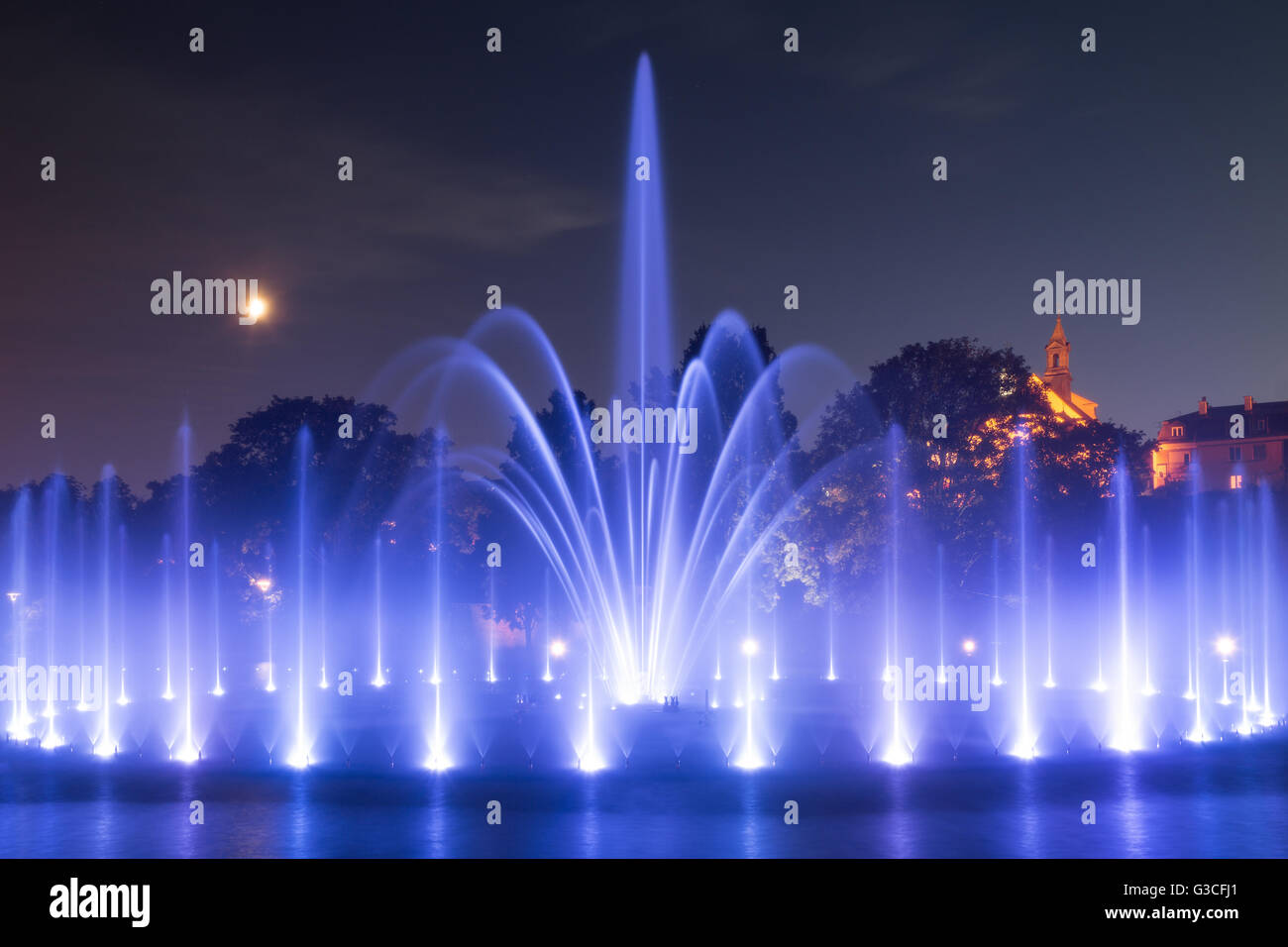 The illuminated fountain at night Stock Photo - Alamy