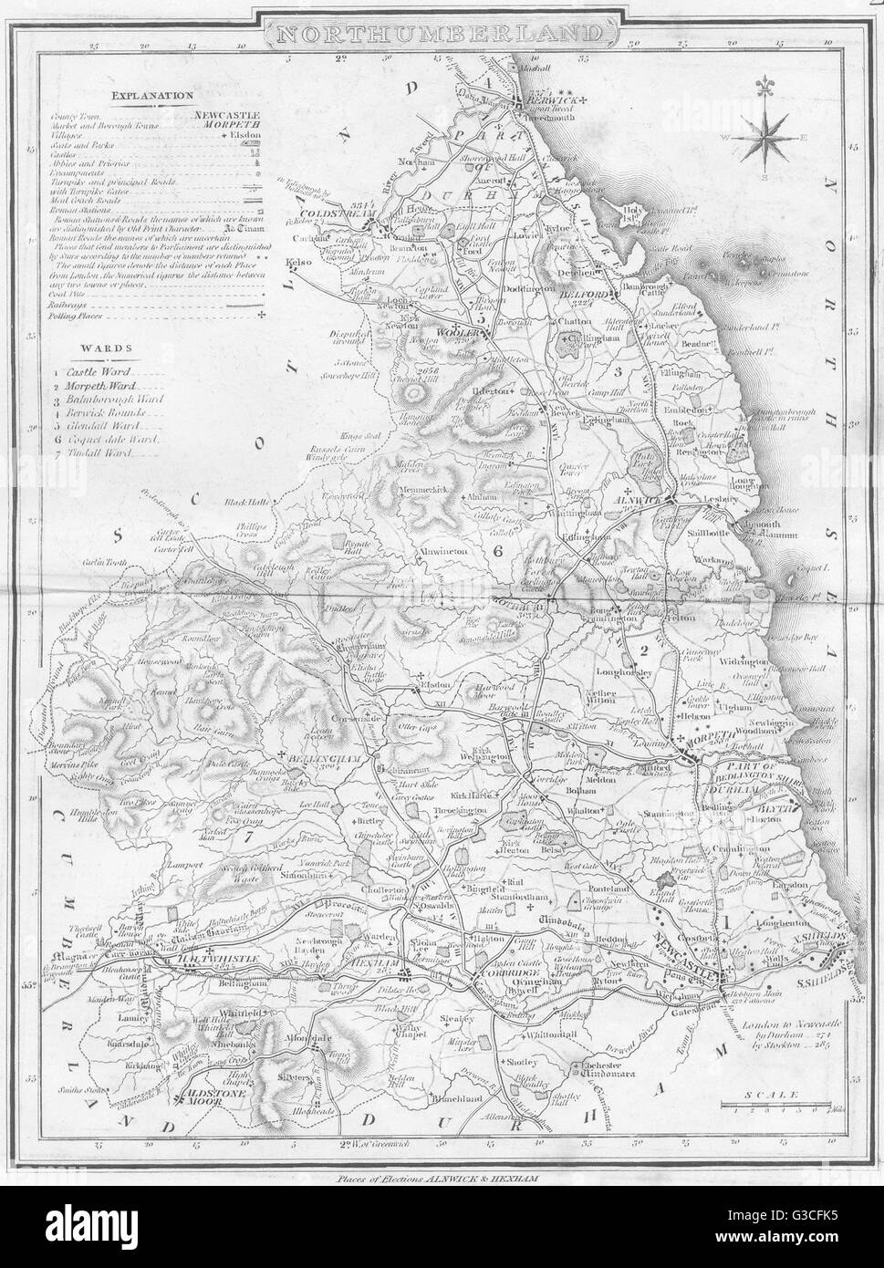 Northumberland map Black and White Stock Photos & Images - Alamy