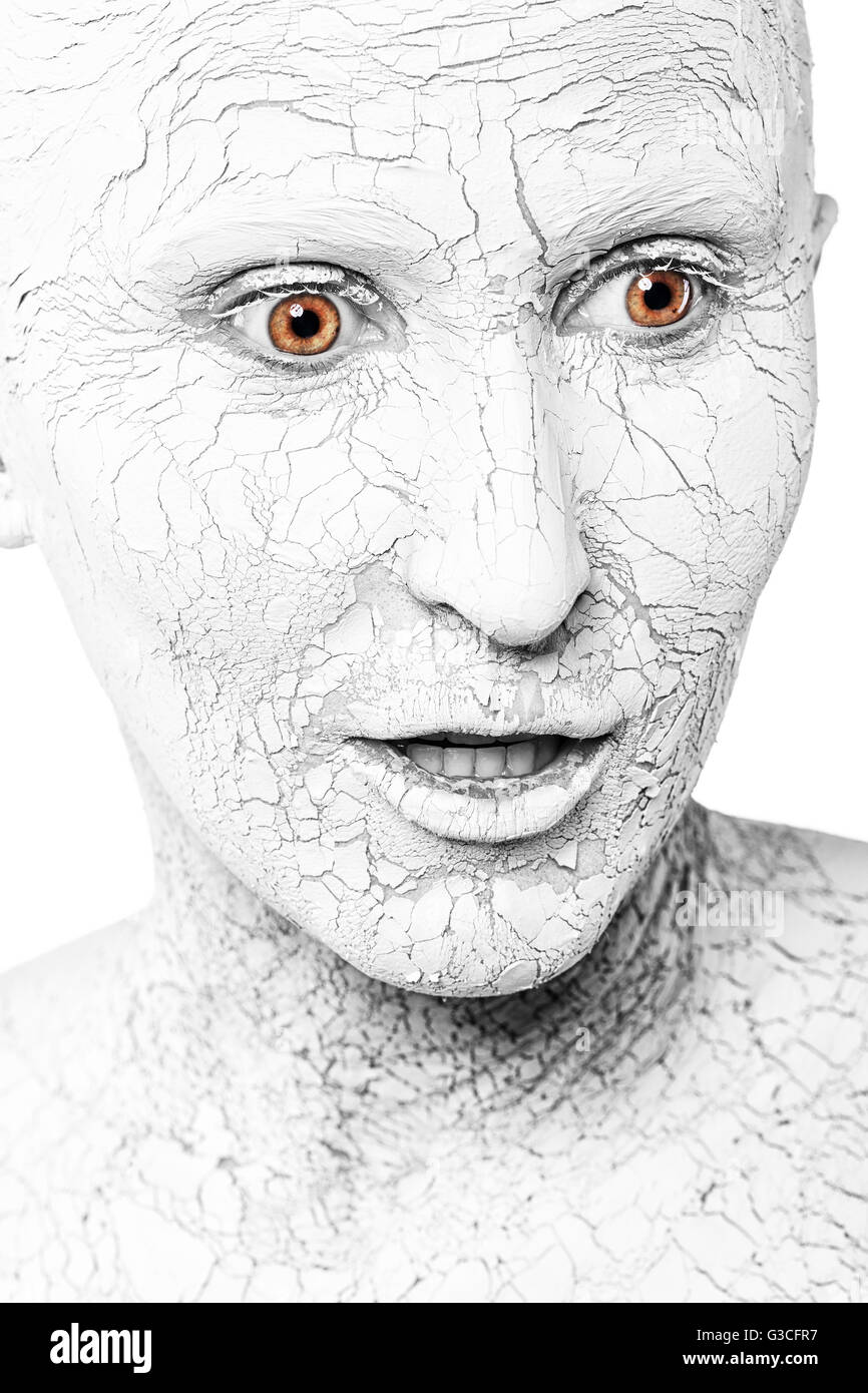 Statuesque woman with fissured skin Stock Photo - Alamy