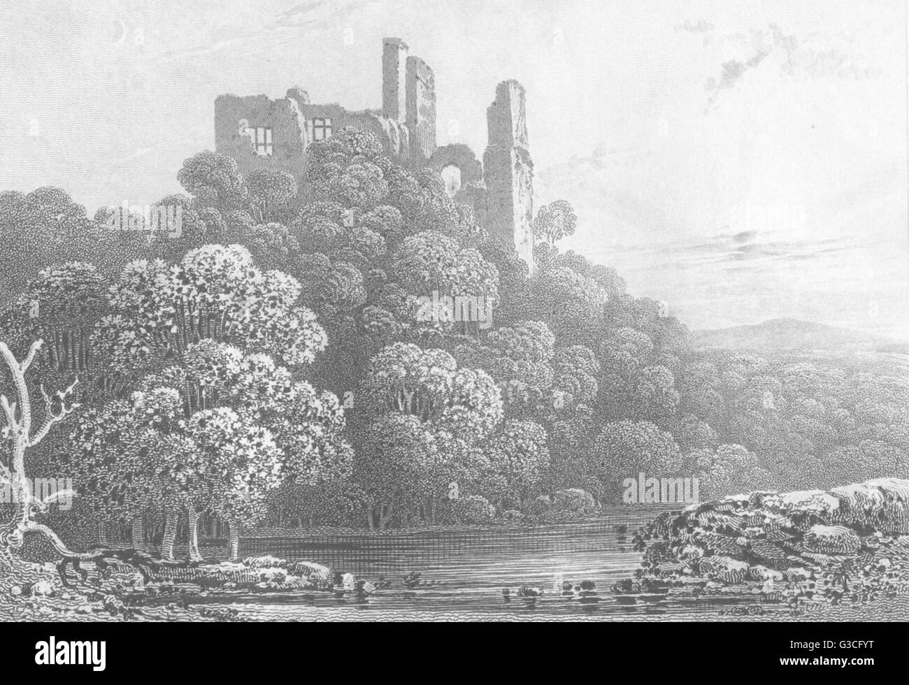 DEVON: Berry Pomeroy Castle. DUGDALE, antique print 1845 Stock Photo ...