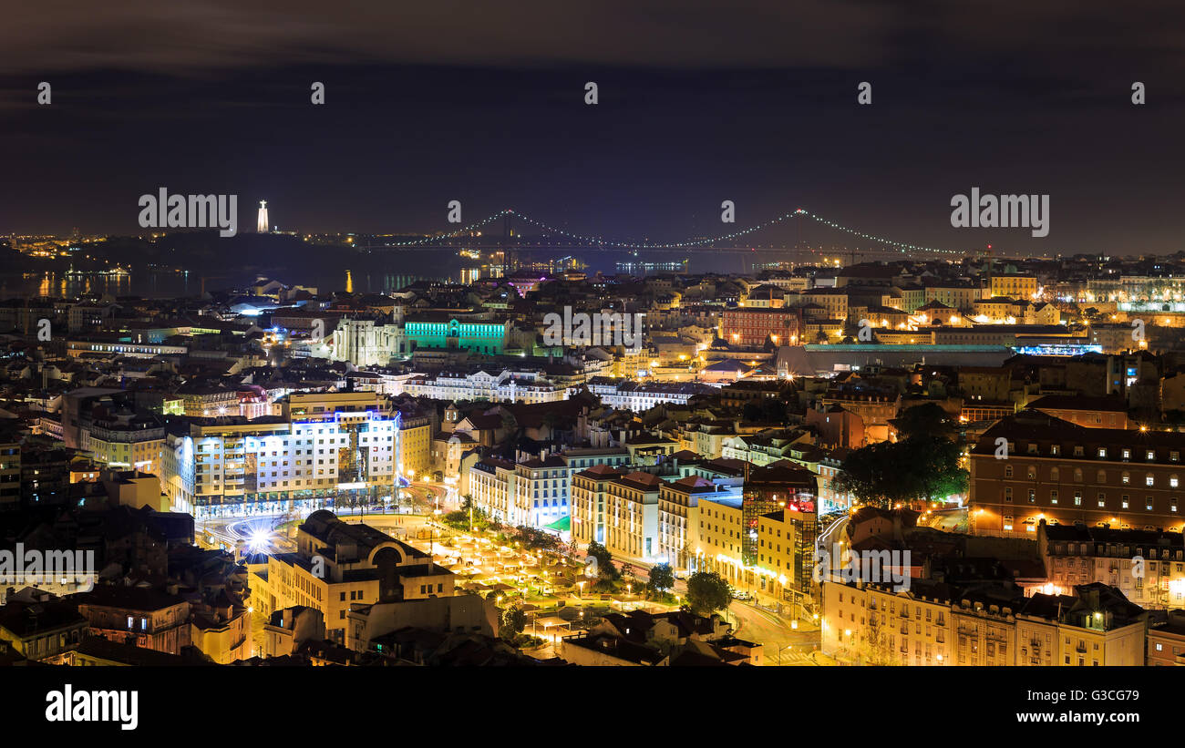 Lisbon night view hi-res stock photography and images - Alamy