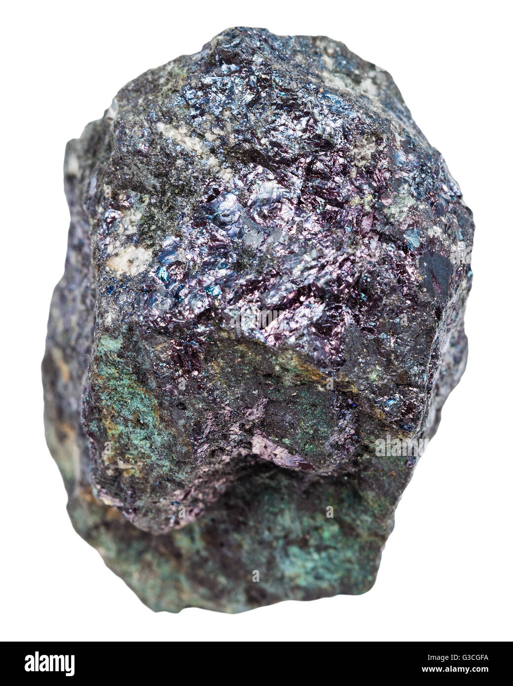 macro shooting of natural rock - iridescent bornite mineral stone ...