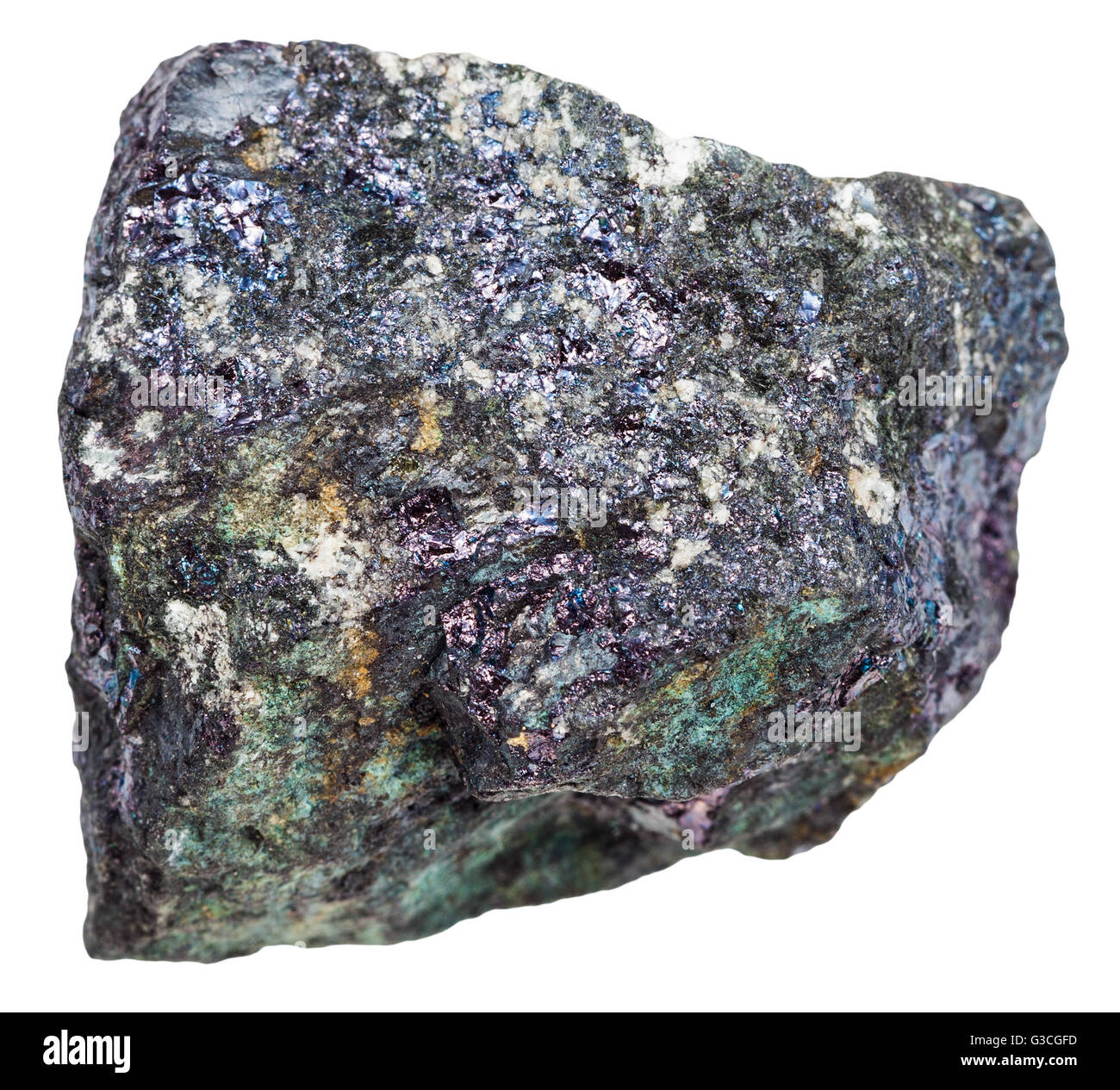 macro shooting of natural rock - iridescent bornite mineral stone ...
